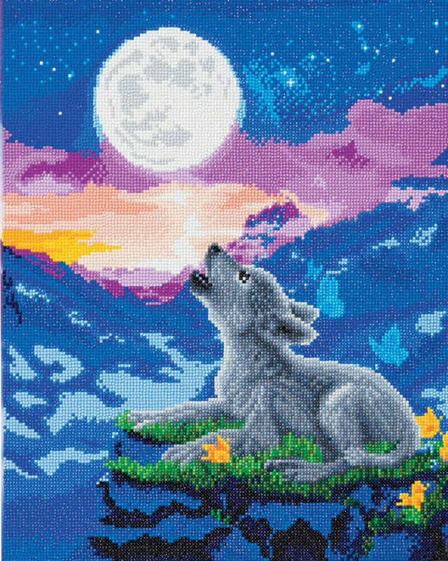 CRYSTAL ART KIT - HOWLING WOLF CUB